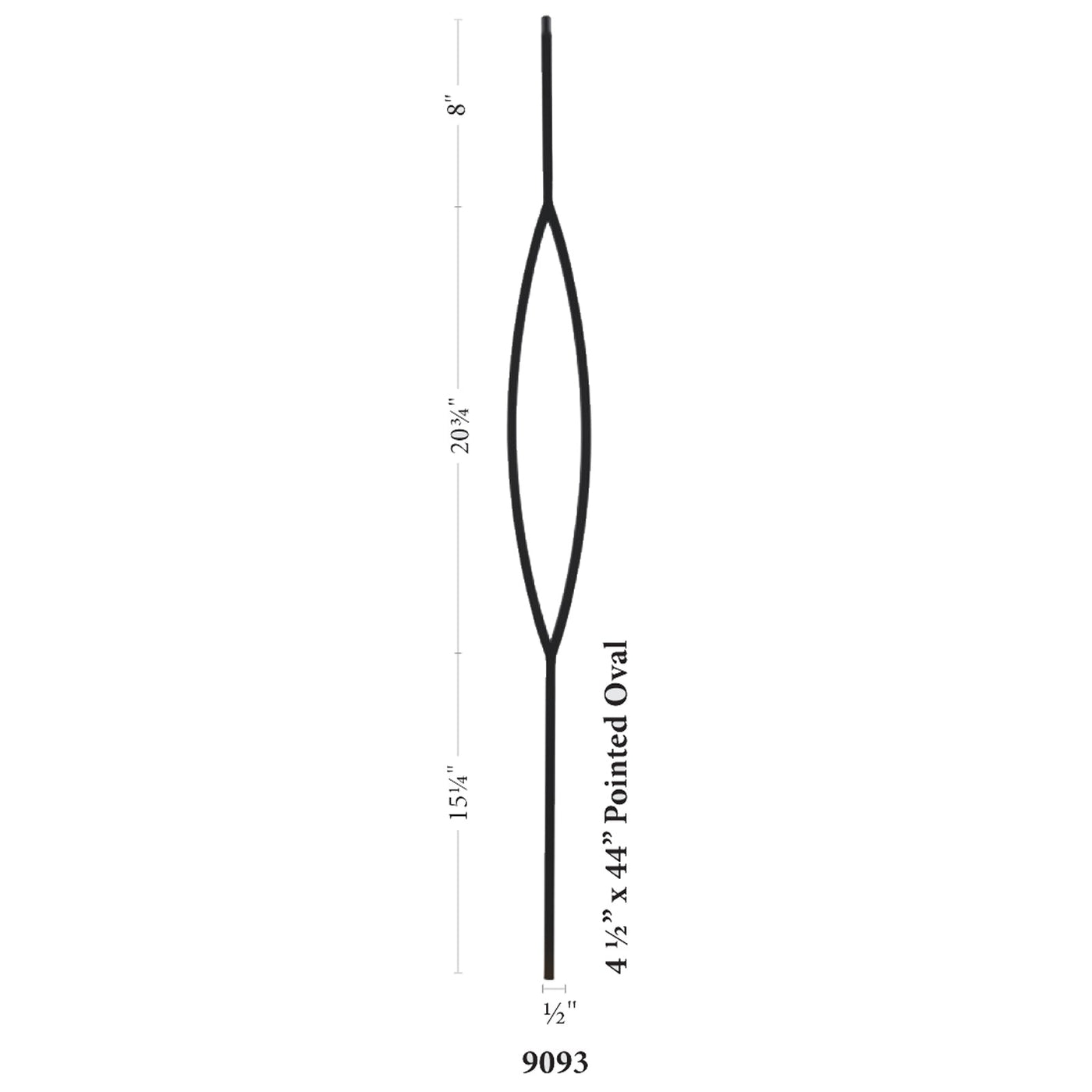 9093 Contemporary Alto 4 1/2" Pointed Oval Marquis Iron Baluster ...